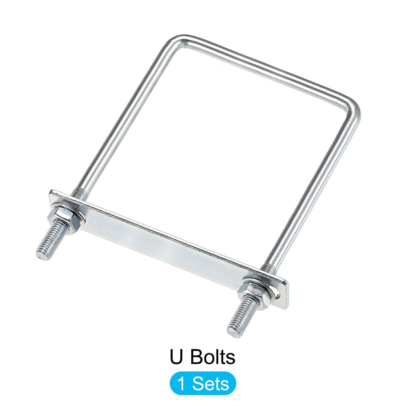 METALLIXITY U Bolts (M8x100x150mm), Square U Bolt Carbon Steel with Accessories - for Construction, Pipe