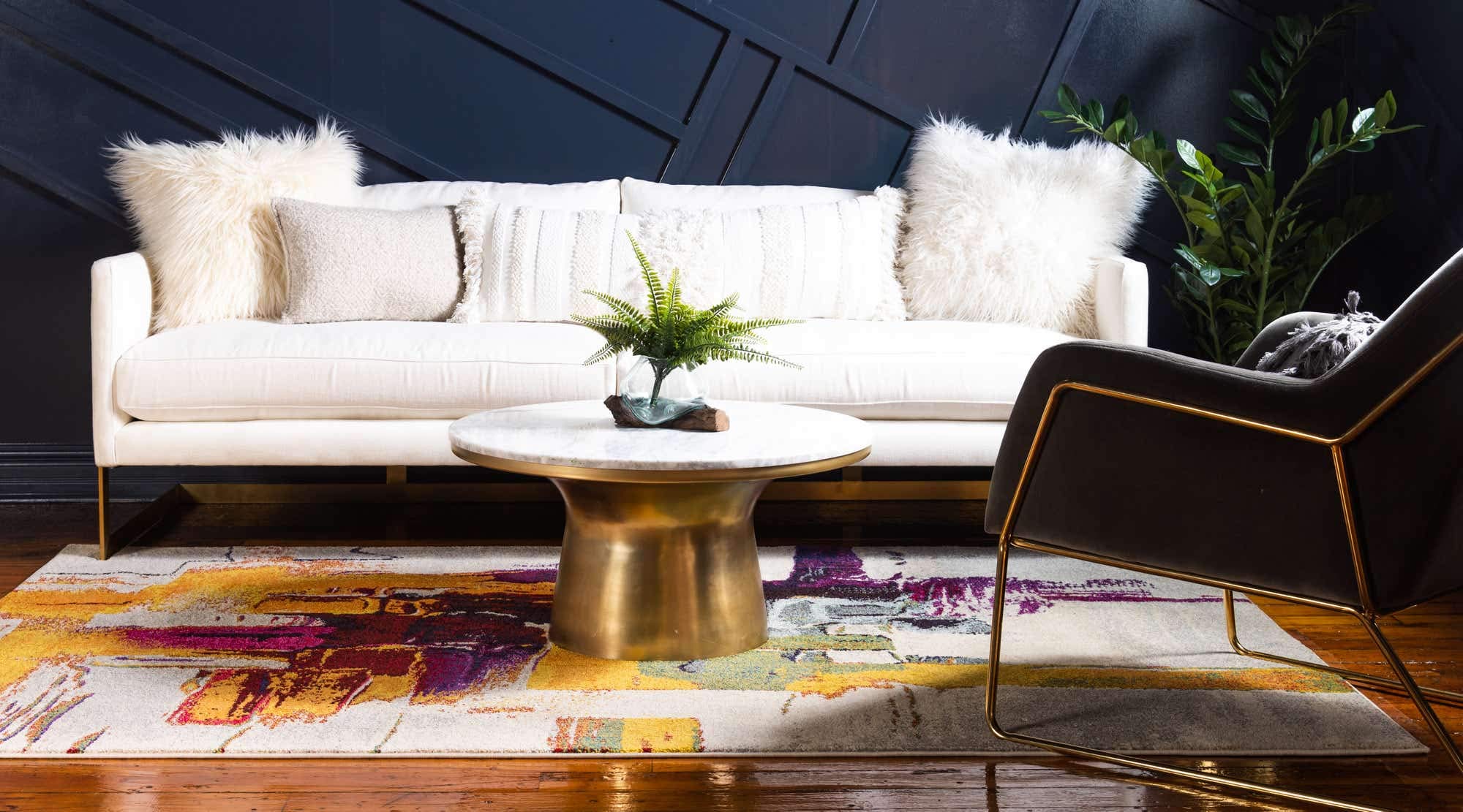 Unique Loom Estrella Collection Bright Colors, Geometric, Abstract, Modern Area Rug, 9 ft x 12 ft, Beige/Yellow