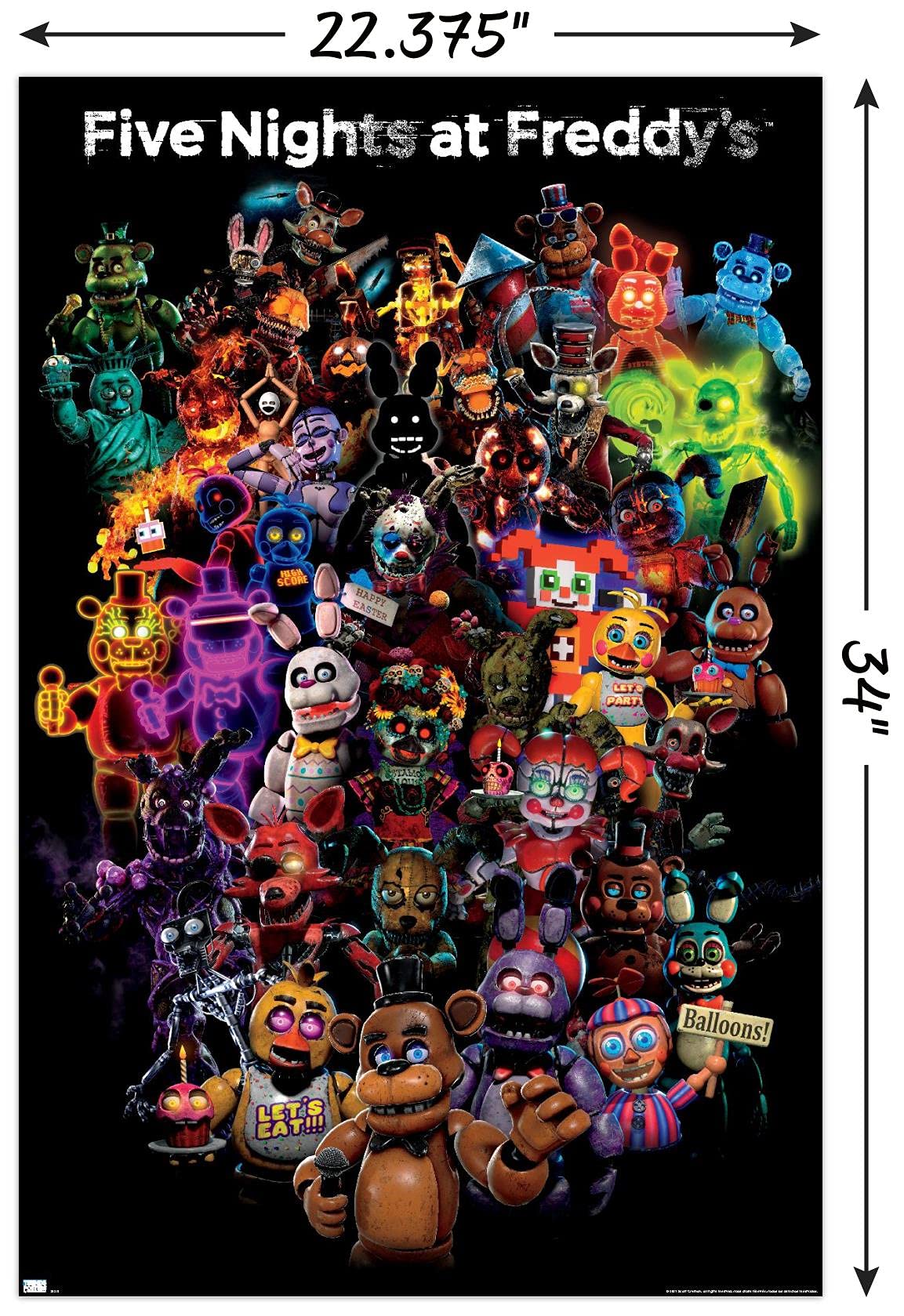 Trends International Five Nights at Freddy's: Special Delivery-Collage Wall Poster, 22.375" x 34", Unframed Version, Bathroom