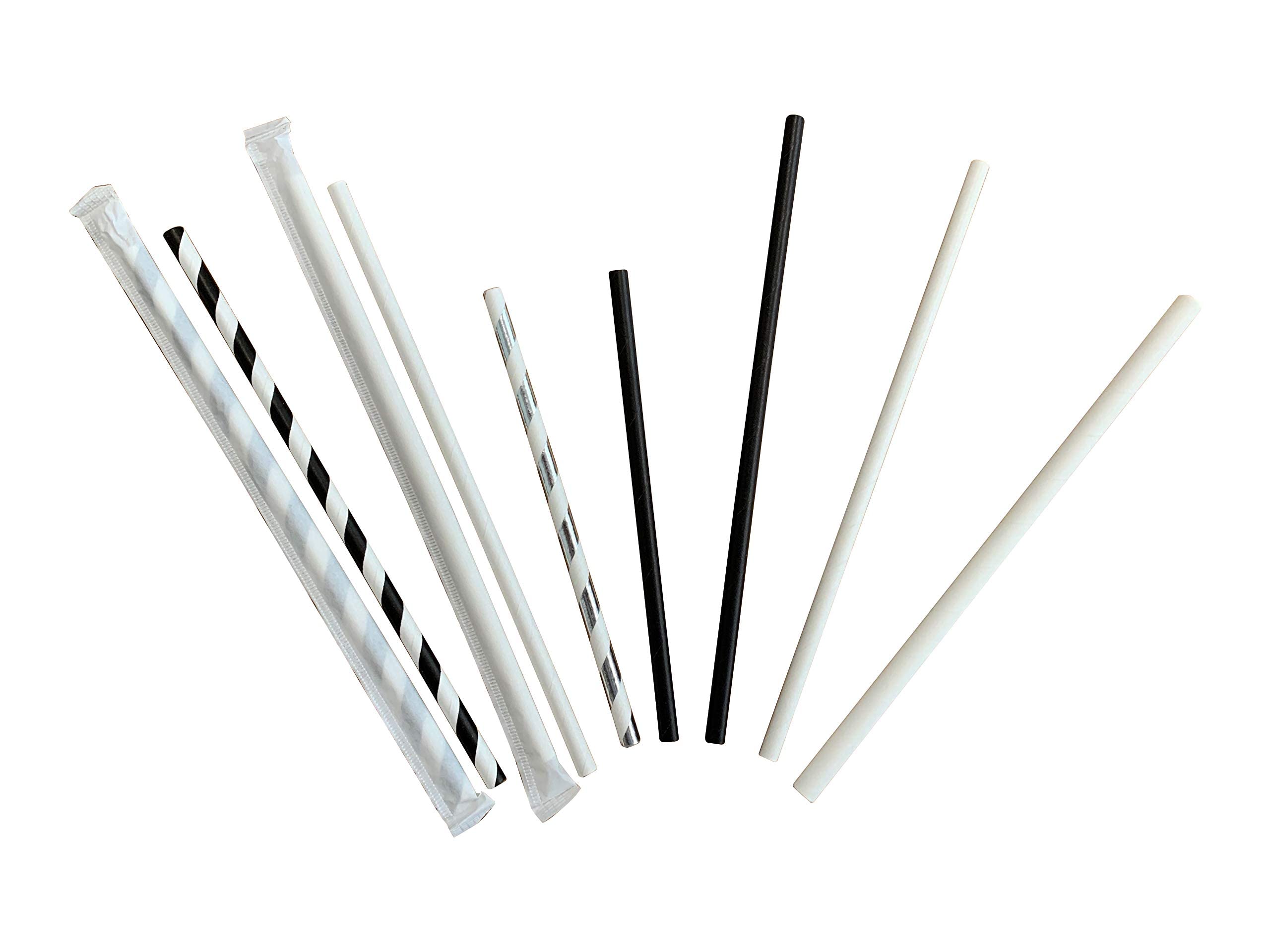 Kingseal Disposable Paper Drinking Straws, Unwrapped, WHITE, 7.75 Inch Length x 8mm Diameter, Giant" Size, White, Biodegradable, Earth Friendly, Bulk Pack - 1 Box of 350 Straws