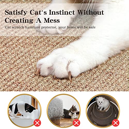 PurrNbark Cat Scratcher for Indoor Cats 23.6 x 15.7 Inch Natural Sisal Cat Scratch Pad Thickened Cat Scratch Mat Durable Scratching Board No Mess
