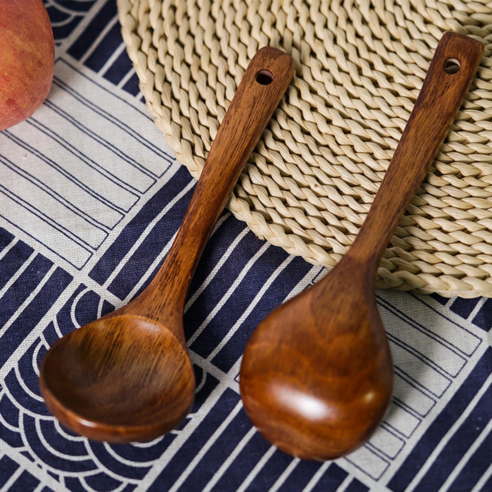 Soup Spoon Natural Japanese Wooden Soup Porridge Ramen Rice Long Handle Spoon Cutlery Suitable For Family Restaurant Ramen Rice Long Handle Spoon