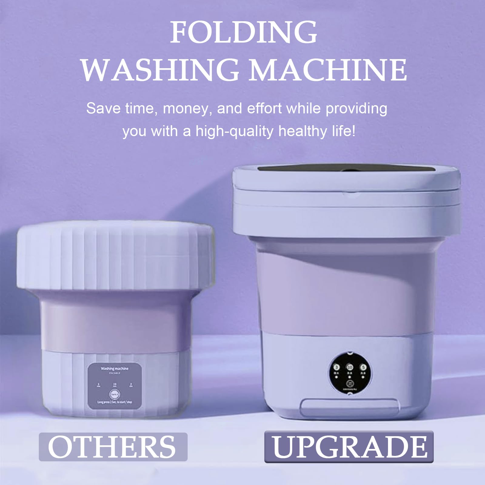 Portable Washing Machine, 8L Foldable Mini Laundry Washer Machine, Deep Cleaning of Underwear, Baby Clothes and Sock, Best for Apartments, Dormitories