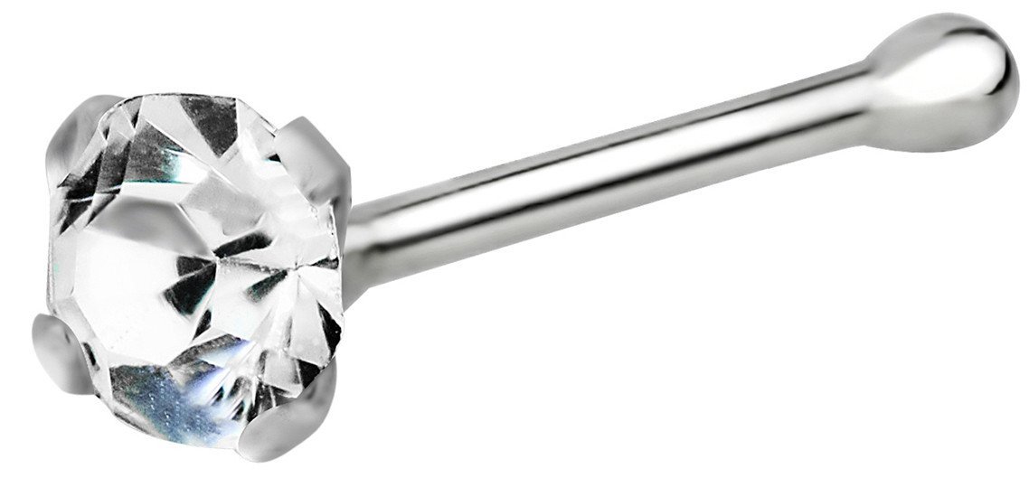 Forbidden Body Jewelry 22g Nose Studs for Women, Nose Ring Studs, Stud Nose Rings, Nose Ring Stud, Sterling Silver Clear CZ Simulated Diamond Nose Stud, 2.5mm Crystal
