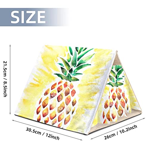 RATGDN Small Pet Hideout Watercolor Pineapple Hamster House Guinea Pig Playhouse for Dwarf Rabbits Hedgehogs Chinchillas