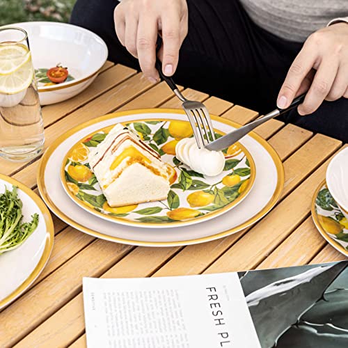 Lechoo Melamine Dinner Plates - 6pcs 8.5inch Dessert Plate For Indoor And Outdoor Use,Break-resistant,Lemon…