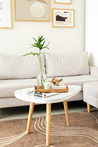 Rattan Decorative Tray with Natural Wood - Coffee Table/Ottoman Tray - Vanity Tray - Fruit Basket - Serving Tray (Small)