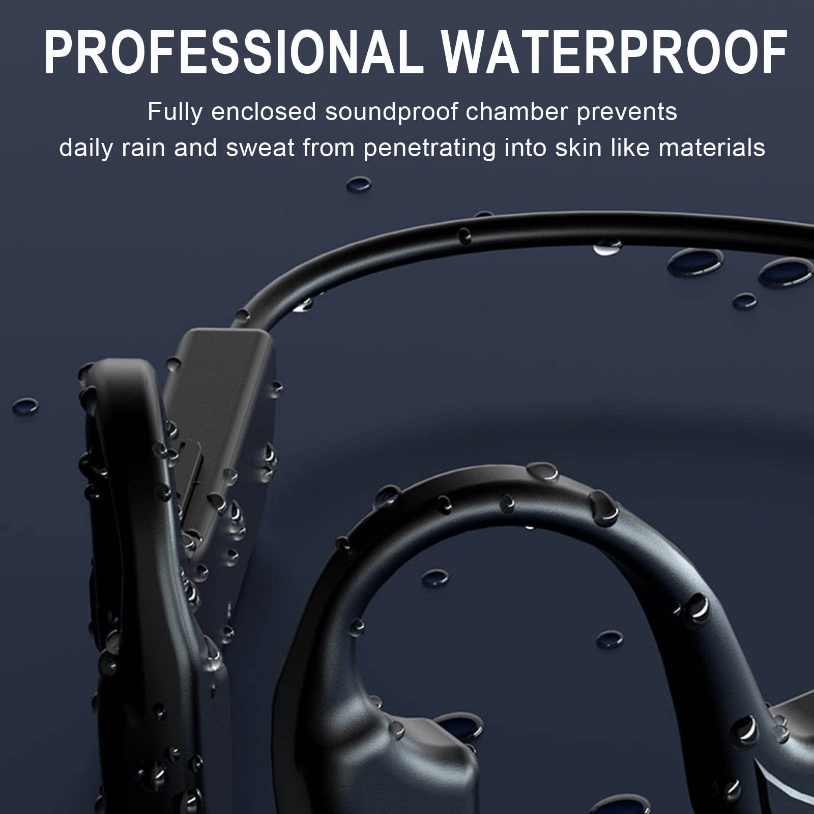 Outdoor Stereo Earbuds Bone-Conduction Earphone Wireless Bluetooth Headphones Sports Waterproof Headset Built-in Microphone