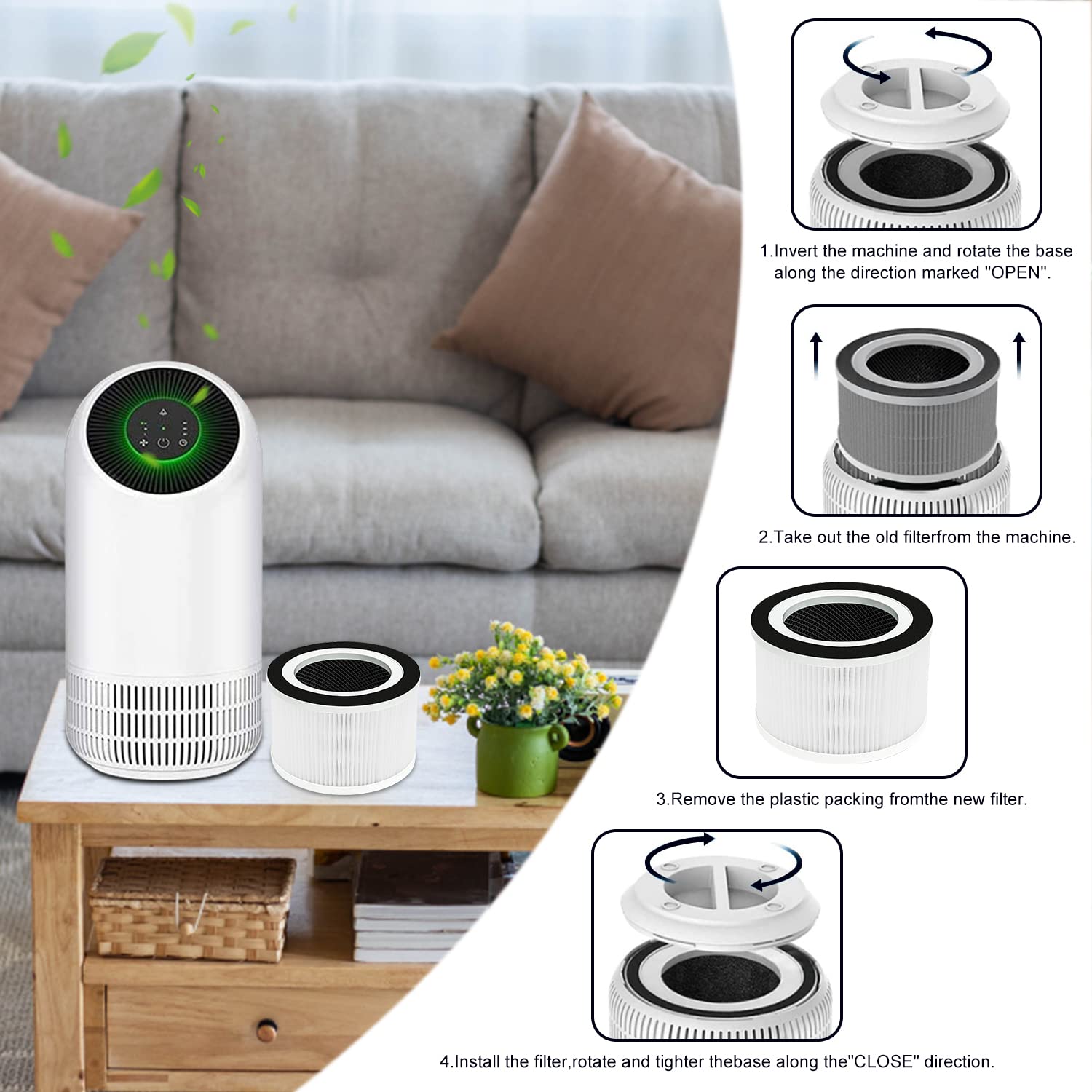 NXBHG H13 True HEPA Filter for Afloia Air Purifier Filter Replacement,Air Purifier Filter Replacement Compatible with Afloia Air Purifier Fillo/Halo and Mooka Allo