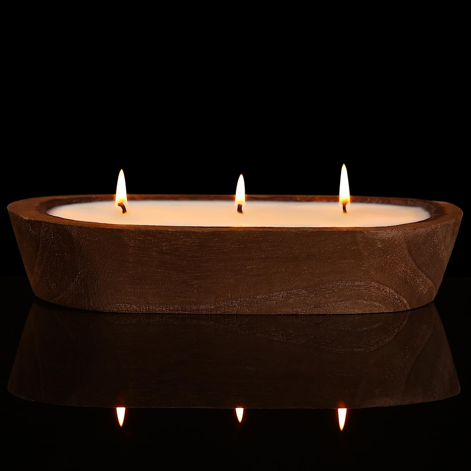 Scented Candles for Home, SEVEYEE Vanilla Candle 3wicks 12oz, Large Wooden Bowl Candles for Women,Girl Birthday Gift
