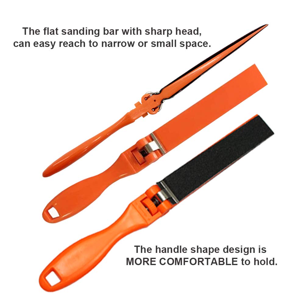 OBOLTS Sanding Stick Flat File with 4pcs Replaceable Abrasive Pre-Cut Sanding Paper Strips for Wood - 1pack