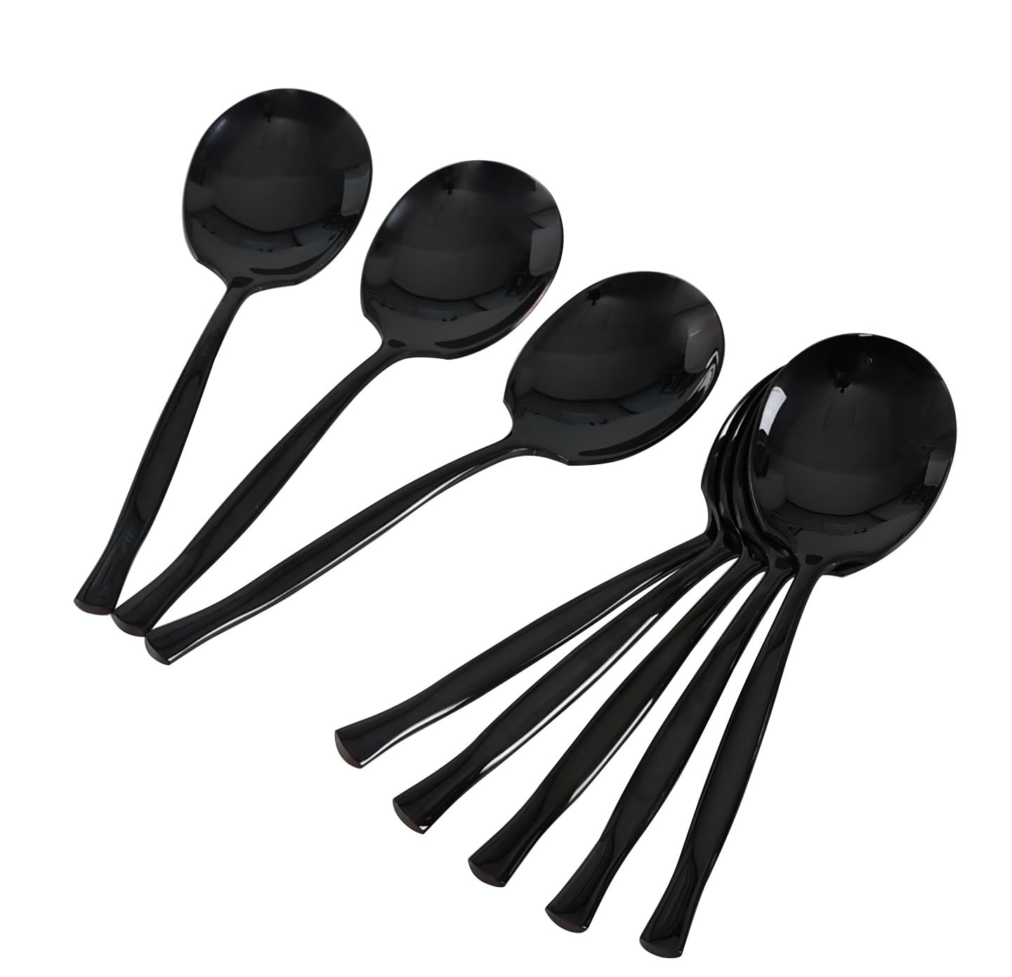 Udotry 8 Pieces Black Buffet Serving Spoons, Large Stainless Steel Serving Spoon
