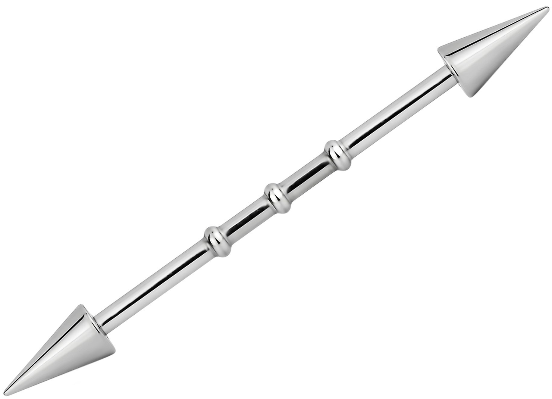 Forbidden Body Jewelry 14G Surgical Steel 1 3/8 Inch (35mm) Notched Industrial Piercing Spiked Barbell