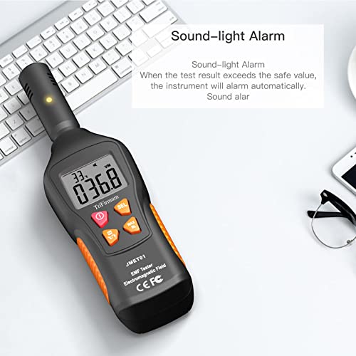 JOAUIAX EMF Meter Reader EMF Detector,5HZ—3500MHz Digital Household Radiation Detector,3 in 1 Electromagnetic Field Meter with LCD&Sound-Light Alarm for Home EMF Inspections,Office and Ghost Hunting