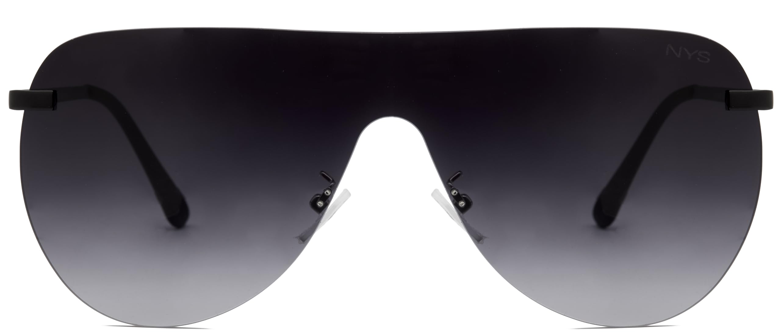 NYS Collection Flat Top Shield Metal Aviator Sunglasses for Men Women 100% UV400 Protection (Clear)