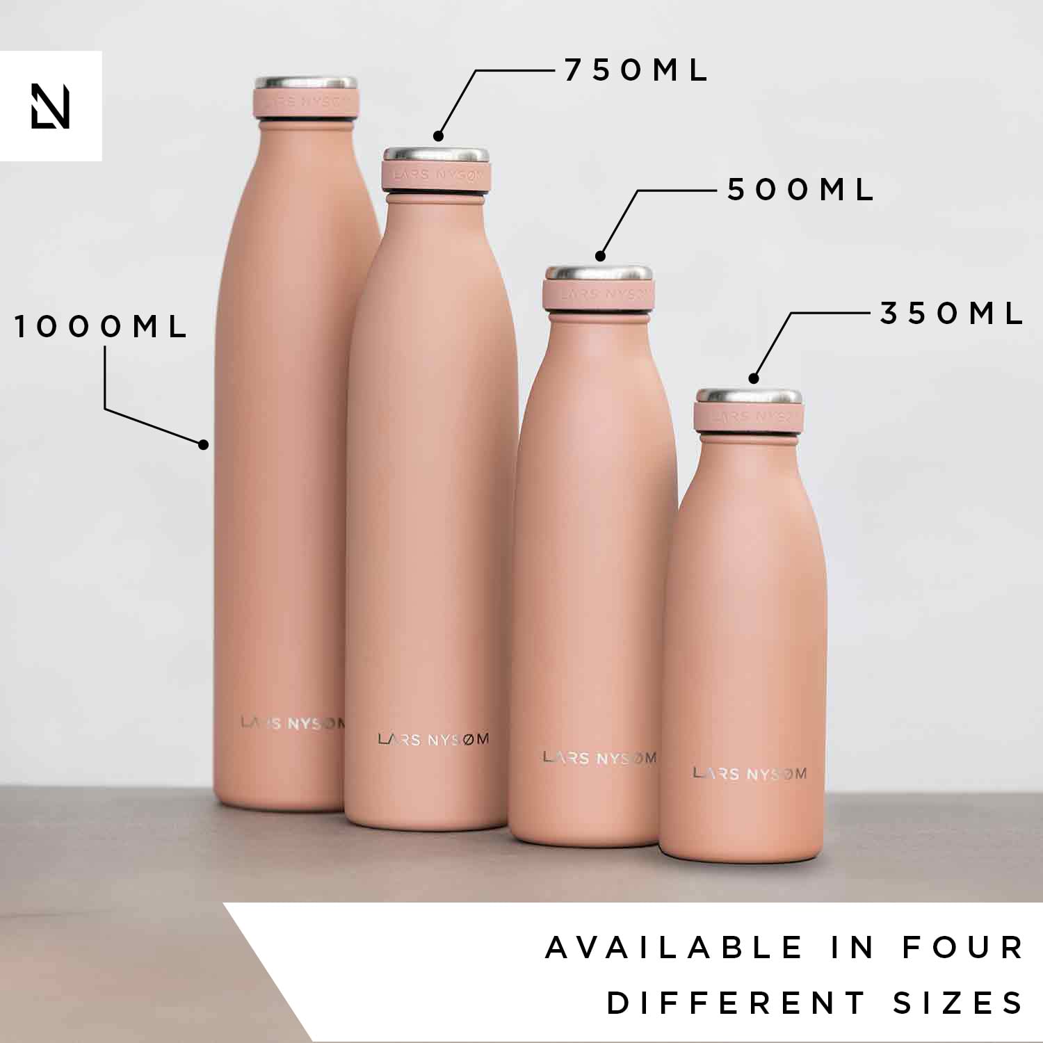 LARS NYSØM Stainless Steel Insulated Water Bottle 12oz 17oz 25oz 34oz 51oz | BPA-free Insulated Thermo Flask for Hot and Cold Beverages | Leakproof Drinking Bottle