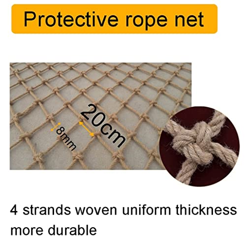 OUYOXI Balcony Anti-Fall net Hemp Rope Net Industrial Wall Decor for Living Room/Dining Room/The Home,Mesh Netting for Stuffed Animals,Natural Jute Material,8mm/20cm,Multiple Sizes(Colour