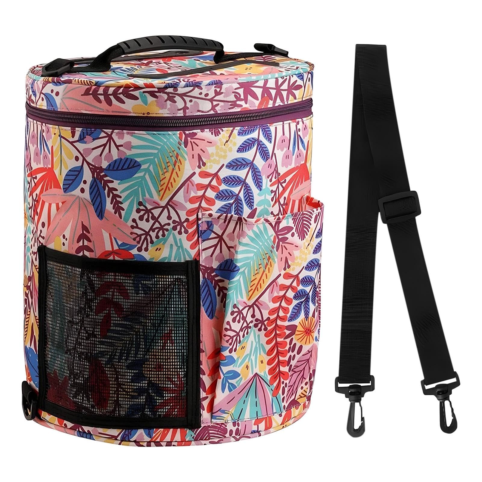 Yarn Bag with Customized Front Compartment for Knitting Accessories, Large Crochet Tote Yarn Organizer Yarn Bowl with Zipper Closure and Shoulder Strap for Crocheting(as Shown,Size:11.02x12.99inch)