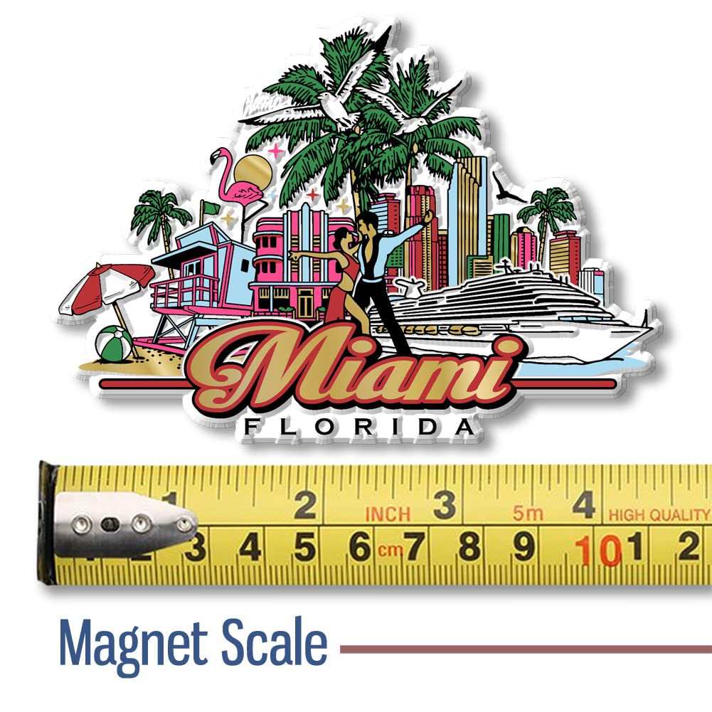 Miami City Magnet by Classic Magnets, Collectible Souvenirs Made in The USA, 4.4" x 3.1"