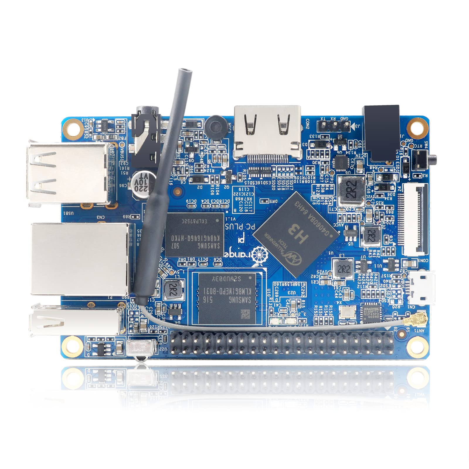 Orange Pi Pc Plus RAM 1G AllWinner H3 Quad Core Open Source Development Board Desktop with 8GB Emmc Flash, Run Android Ubuntu Debian Single Board Computer(Orange Pi PC Plus)