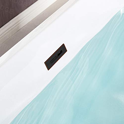 WOODBRIDGE 59"Freestanding White Acylic Soaking Bathtub with Drain Kit and Floor Mount Tub Filler in ORB,BTA1509 -ORB-Drain &O+F0010ORBVT
