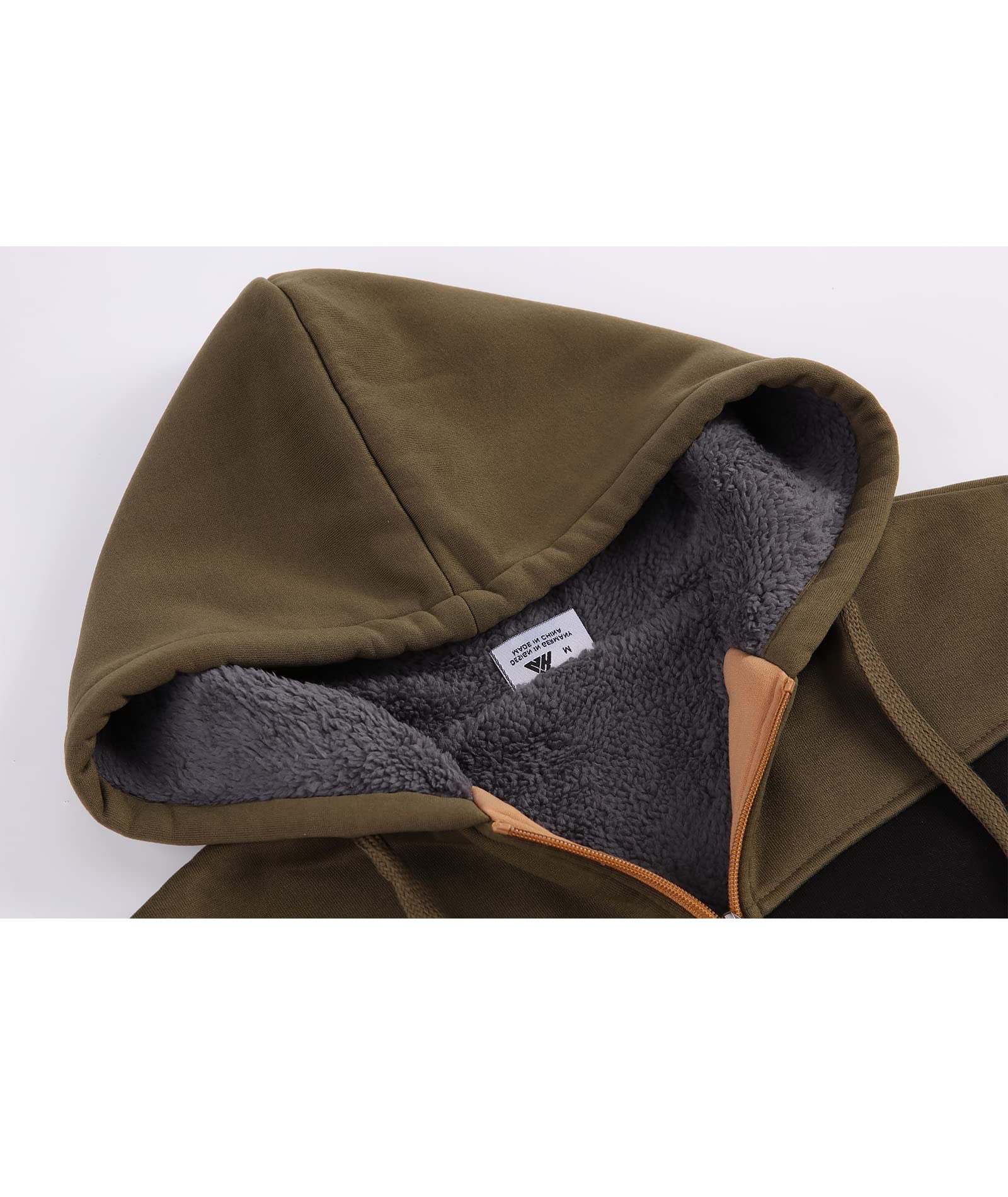 GEEK LIGHTING Hoodies for Men Heavyweight Fleece Sweatshirt - Full Zip Up Thick Sherpa Lined, green Black KhakiL
