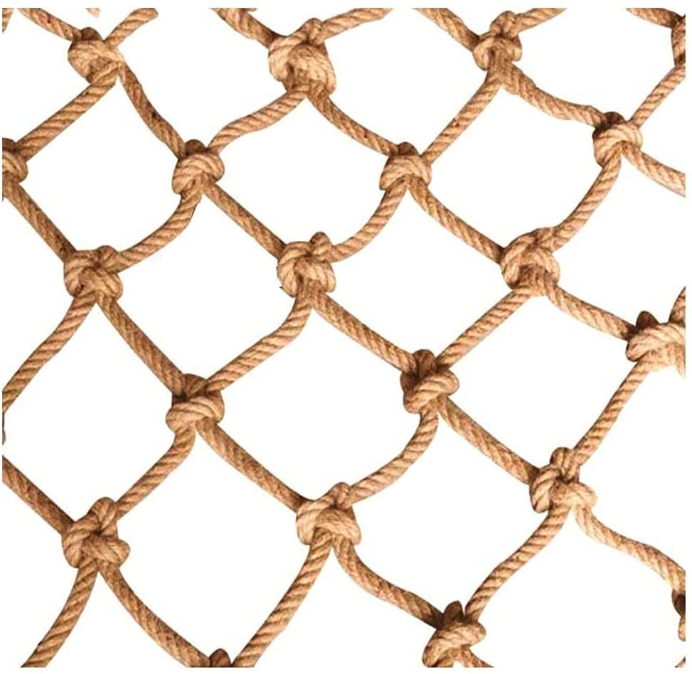 OUYOXI Rope Net for Treehouse, Plants Fence Hemp Rope Netting Children Swing Climbing Safety Net Balcony Railing Protective Net Playground Hammock Cargo Net,4mm / 10cm,Various Sizes (Size