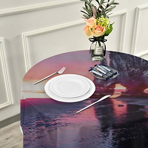 Table Cloth, 60inch Round Huge Basalt Stack Hvitserkur On Eastern Table Cover Printing Tablecloth Washable Dining Decorative for Holiday Home Christmas Party Picnic 60inch