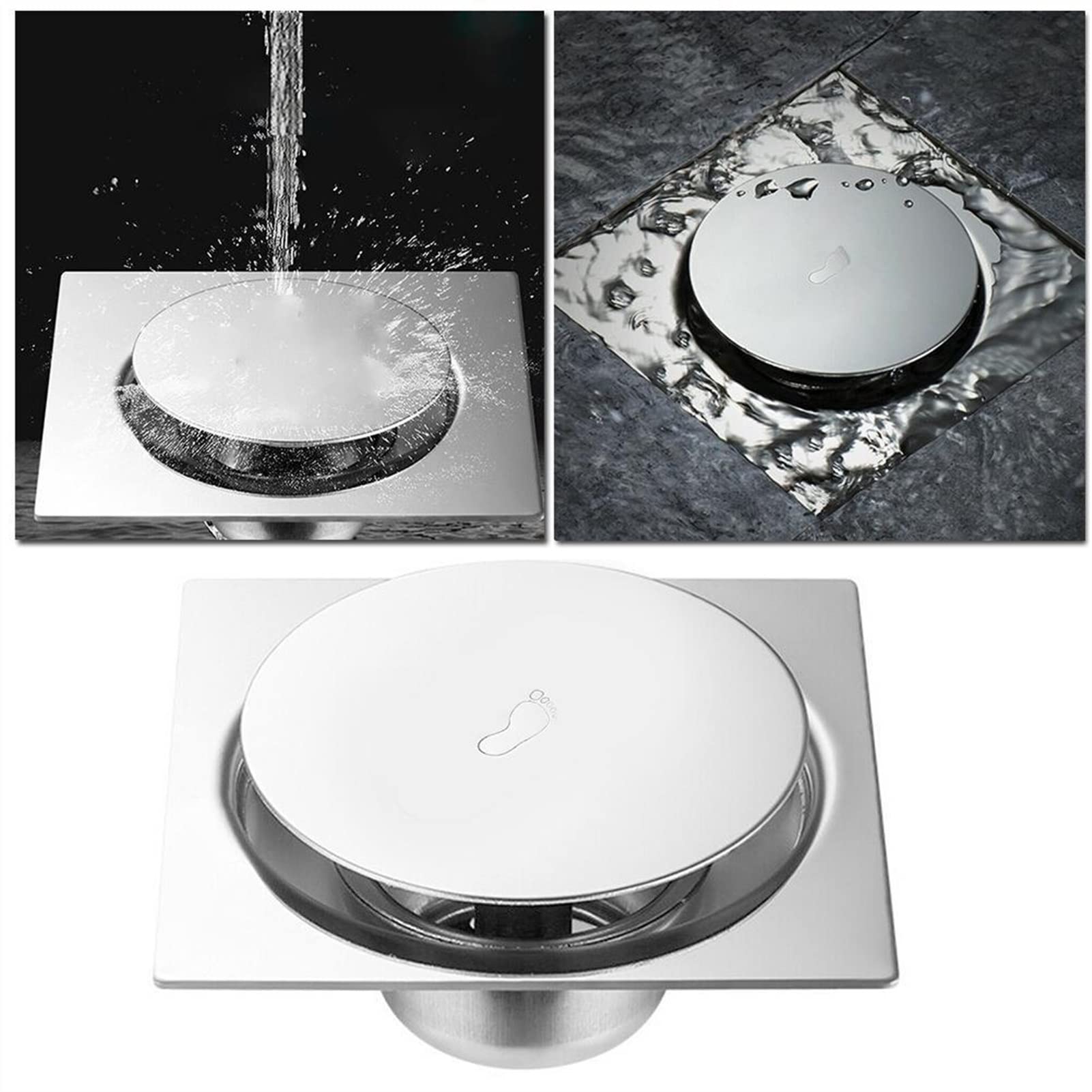 sink plug,sink plug strainer,sink plug replacement Sink Plug, Up Foot Floor Drain Anti-odor Bath Drains Push Down Deodorization Square Matte Shower Room Cover Plug 10 * 10cm for Bathroom and Kitchen (