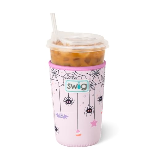 Swig Life Iced Cup Coolie, Standard 22oz Iced Coffee Cup Insulator Sleeve with Handle, Neoprene Insulated Cup Coolie Keeps Drinks Cold, Cup Cooler (Sweet And Spooky)