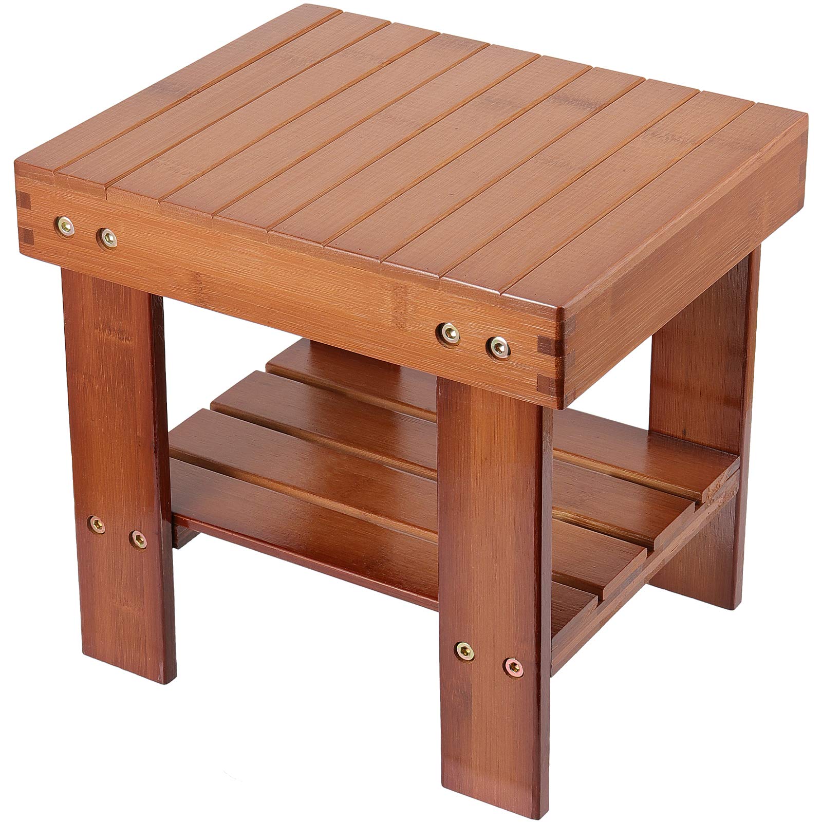 ZEONHAK 2 Pack 11 x 9 x 10 Inches Bamboo Step Stool, Bamboo Foot Stool, Bamboo Small Seat Stool for Garden, Living Room, Kitchen, Bathroom, Bedroom