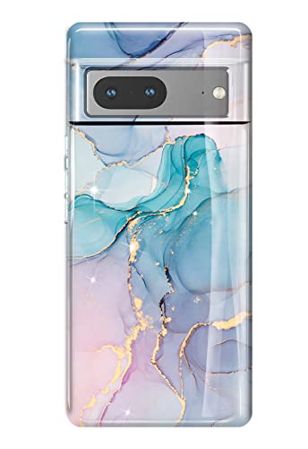 luolnh Pixel 7 Case,Google Pixel 7 Marble Glitter Brilliant Cute Design Soft Silicone Rubber TPU Bumper Cover Phone Case for Google Pixel 7 6.3 Inch(2022)-Green&Purple