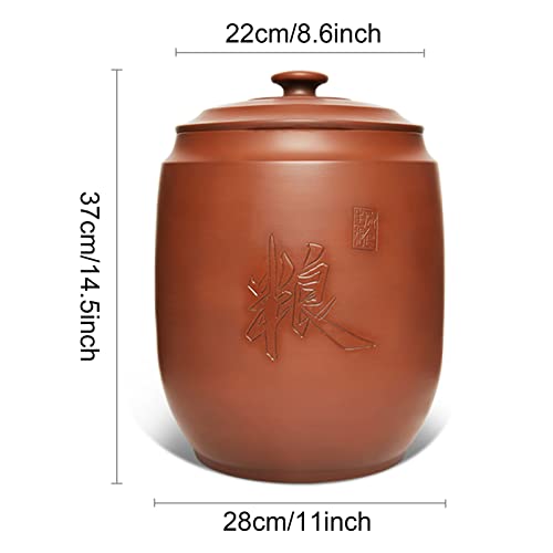 TUU Retro Rice Dispenser Ceramic Large Capacity Sealed Cereal Storage Container with Lid Grain Dispenser Suitable for Kitchen Soybean, Corn, Flour, Sugar, Rice, Nuts, Snacks, Pet Food