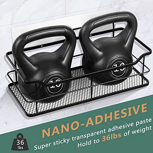 steauty Shower Caddy,3-Pack Bathroom Organizer, Unique Mesh Bottom Design of Shower Shelves, 2 Install Methods(Self Adhesive & Screw),Black Shower Shelf for Inside Shower