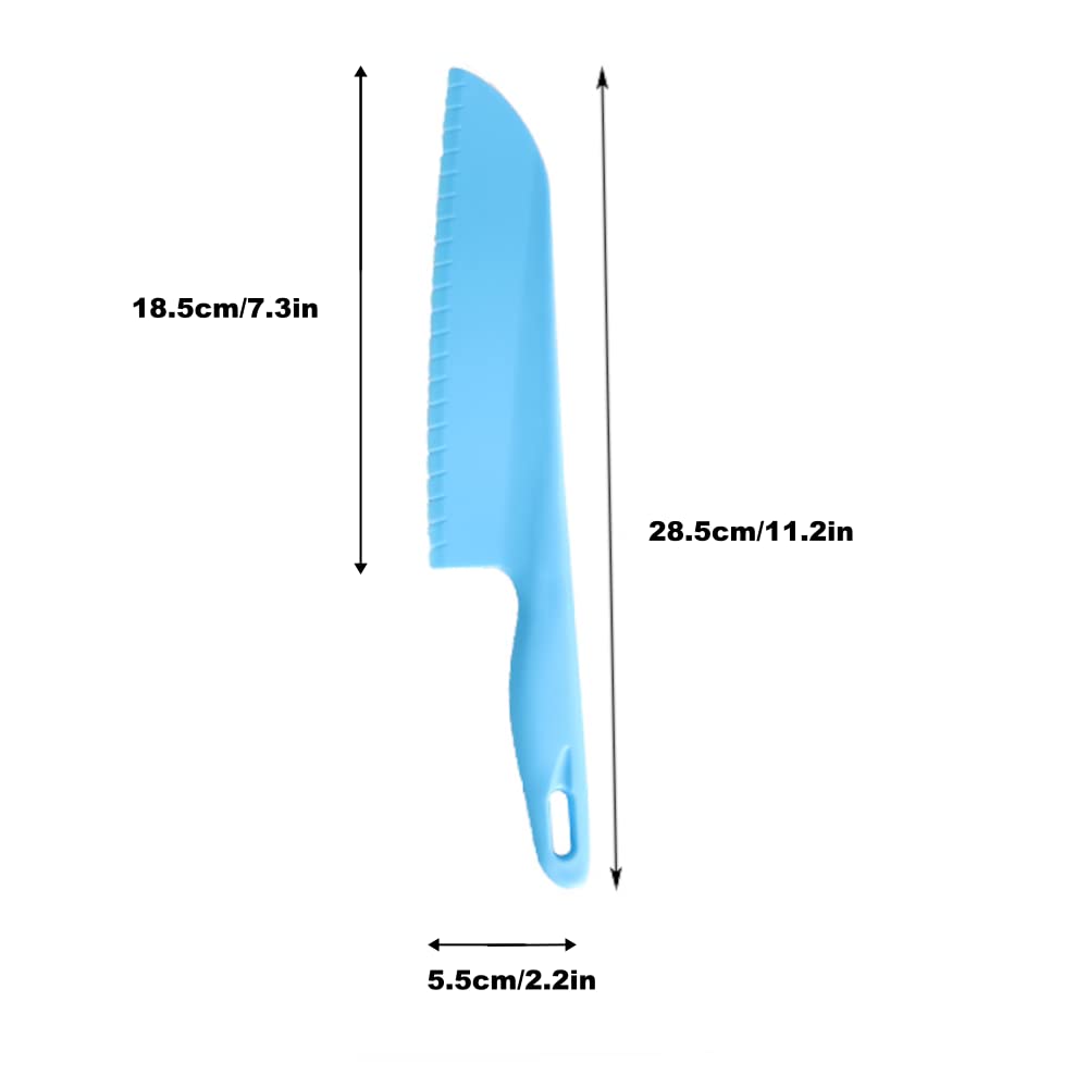 jawbush Professional Lettuce Knife to Prevent Browning, 11" Plastic Serrated Knives for Veggie, Fruit, Cake, Salad, Chef Knife for Cooking and Cutting - Safe & Durable Nylon Knife Set, 3 Pieces