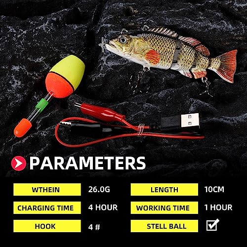 Robotic Swimming Fishing Electric Lures 5.12" USB Rechargeable LED Light Wobbler Multi Jointed Swimbaits Hard Lures Fishing Tackle (Common Shad1(Upgrade 2023))