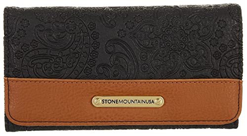 Stone Mountain Womens Embossed Crazy Paisley Wallet One Size Black/tan 8AF4312