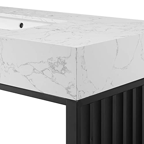 Modway Gridiron 48" Stainless Steel Bathroom Vanity Cabinet, 48 Inch, Black