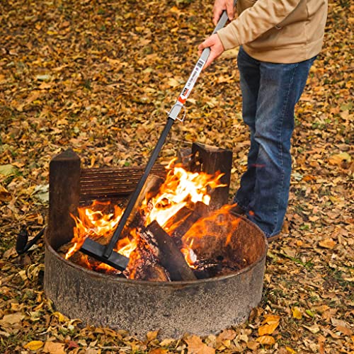 LogsFlippin - Outdoor Fire Pit Poker (Lil 26" - 45" Adjustable Size) Outdoor Fire Poker for Fire Pit with Flipper Head - Fire Place Set Tools & Fire Pit Accessories - Outside Campfire Poker Stick