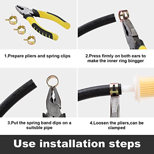 OCR 200Pcs 6-22mm Fuel Hose Line Spring Clip Clamps Fasteners Silicone Vacuum Hose Pipe Clamp Steel Wire Air Tube Water Pipe Clip10Sizes