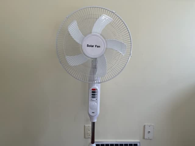 Rechargeable Fan 16” Solar, USB, Lamp, 18000 mAH Battery, Operated Stand Fan.
