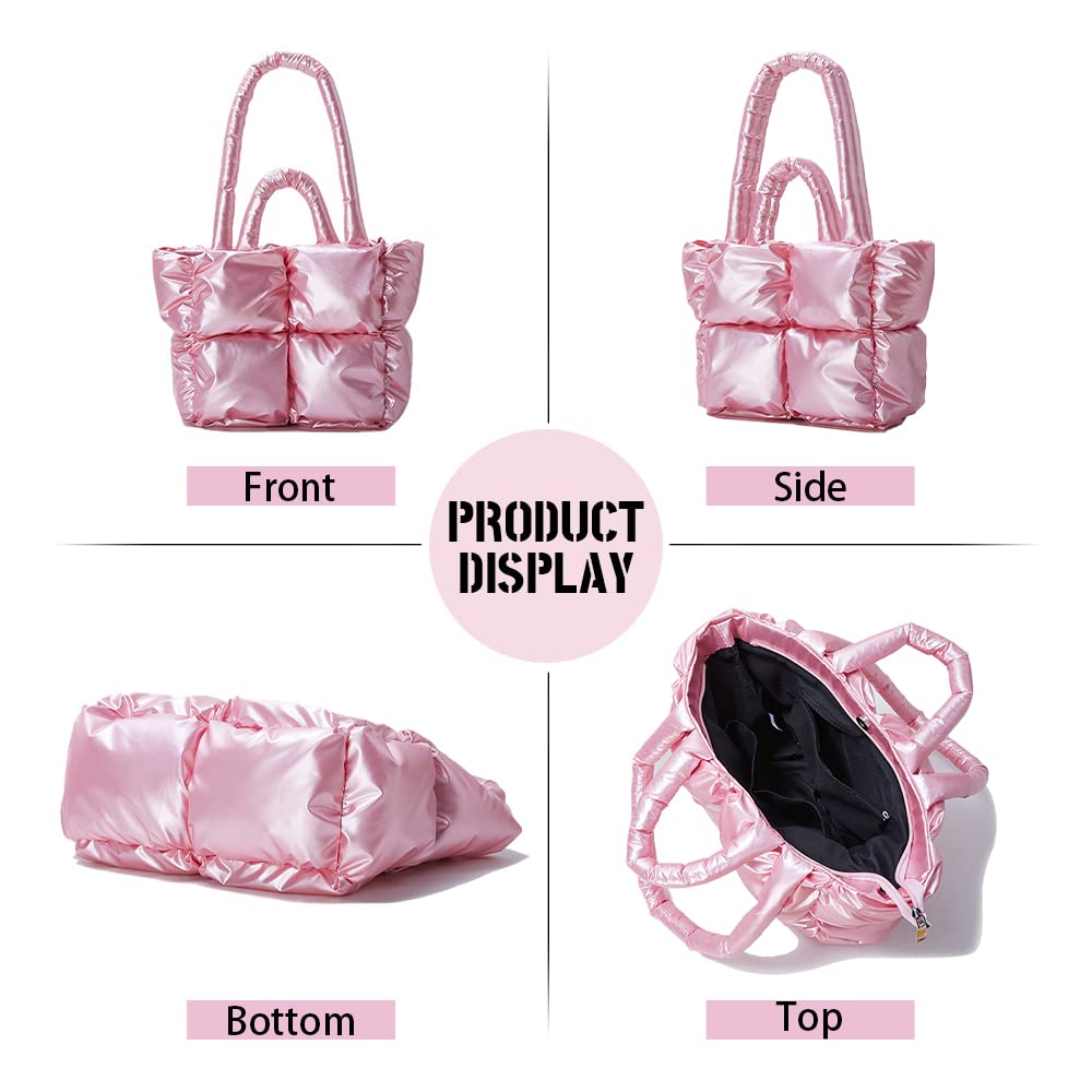 JBB Puffer Bag Women Puffy Tote Cotton Padded Designer Handbag Winter Soft Shoulder Bag Chic Purse Sliver