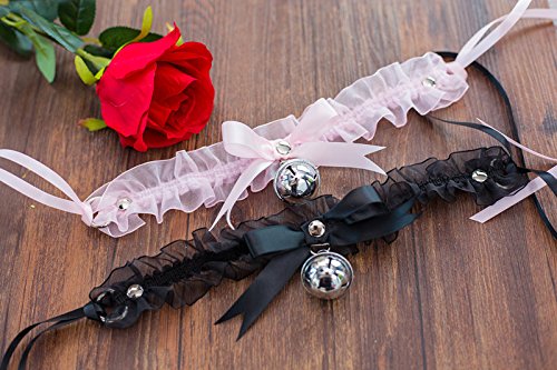 FXmimior Lace Choker See-through Bell Pendant Necklace Sexy Women Accessories (pink)