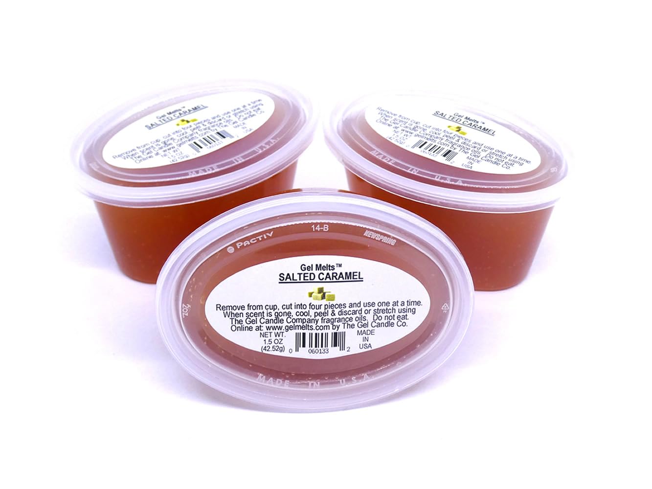 Set Of 3 Gel Melts™ of SALTED CARAMEL Aroma Gel Wax For Warmers And Burners By The Gel Candle Company PEEL, MELT AND ENJOY