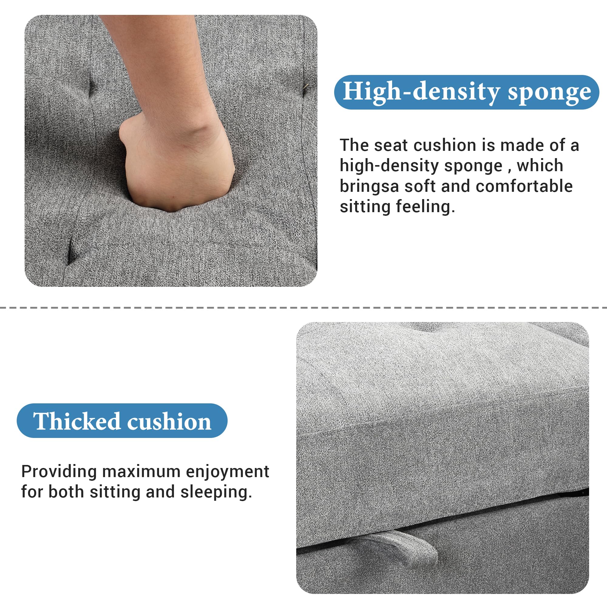 Polibi L-Shape Convertible Sofa with Storage Chaise, USB Charger, Cup Holders and Side Shelves, Velvet Multifunctional 3-Seat Couch, Pull-Out Sleeper Sofa Bed for Living Room, Bedroom, Grey