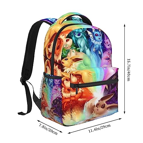 Qvlippga Rainbow E-evee School Backpack for Boys Girls Lightweight Bookbag Casual Rucksack Daypack for Hiking Travel