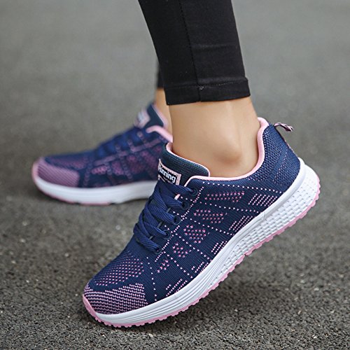 Walking Shoes for Women Women's Slip On Walking Shoes - Lightweight Breathable Mesh Casual SneakersB390 Dark Blue