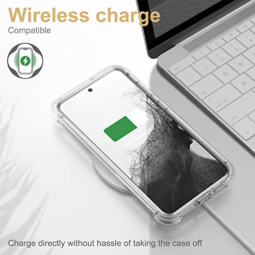 SURITCH for Samsung Galaxy S23+ Plus Clear Case 6.6" (Only), [Built-in Screen Protector] Full Body Protective Hard Shell+Soft TPU Phone Case for Samsung S23 Plus -(Full Clear)