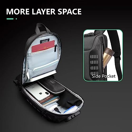 OZUKO Sling Bag Anti-theft Shoulder Crossbody Waterproof Chest Bag Backpack with USB Charging Port(black, sports car)