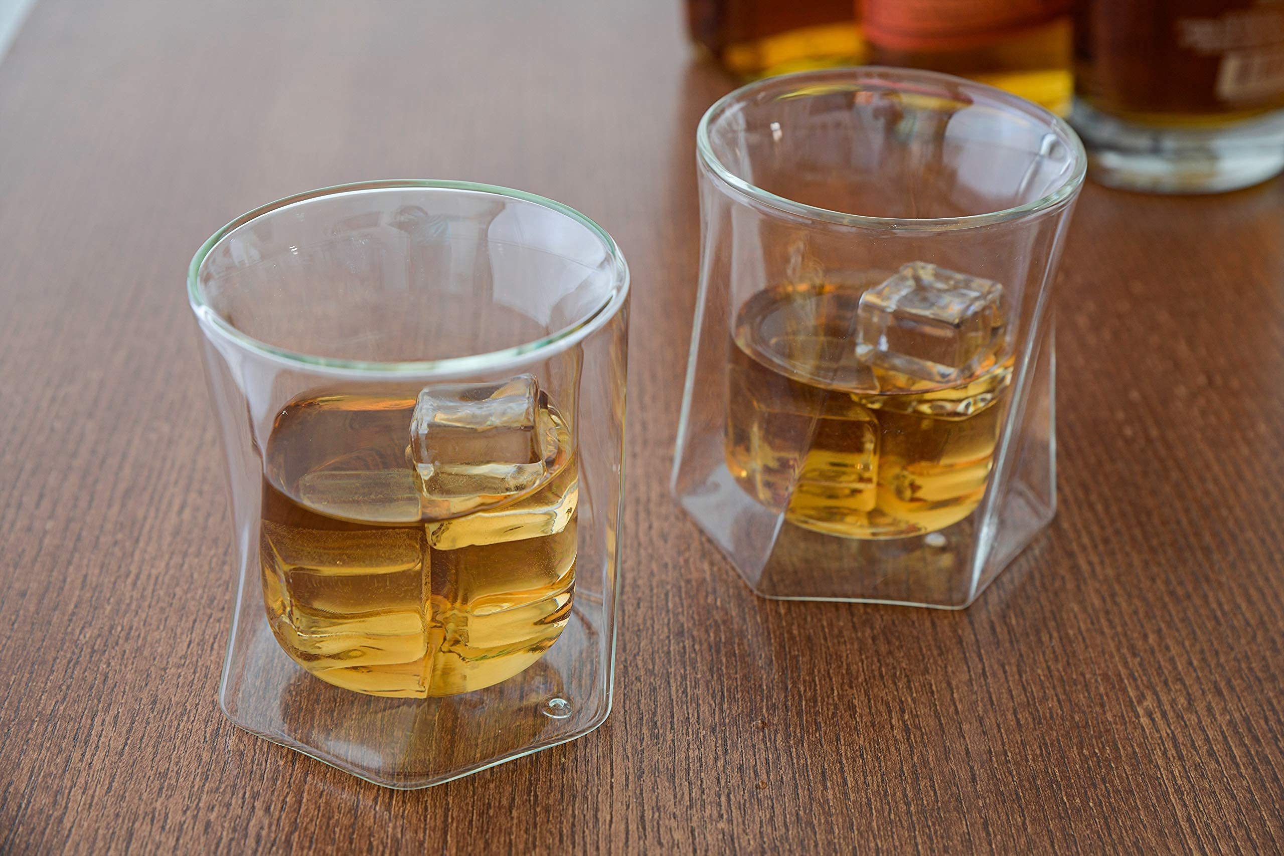 LEMONSODA Double Wall Whiskey Glasses - Insulated Clear Cup Design - Set of 4-300 ml - Premium Whiskey Glasses for Scotch, Single Malt, Whiskey, Bourbon, Rye - Old Fashioned Glass